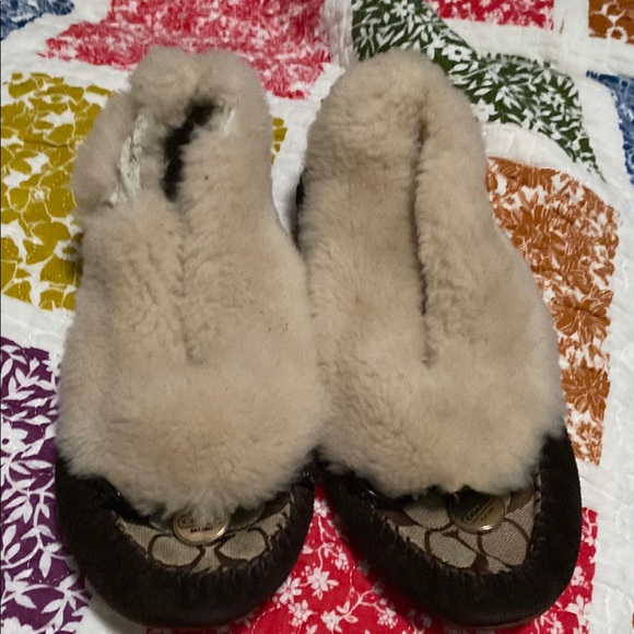 Coach | Shoes | Coach Brown And Cream Shearling Slippers | Poshmark